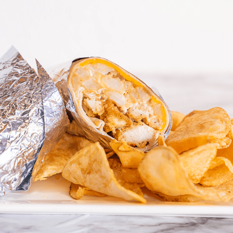 Cheesy Chicken and Potato Burrito - Wing Shack Wings